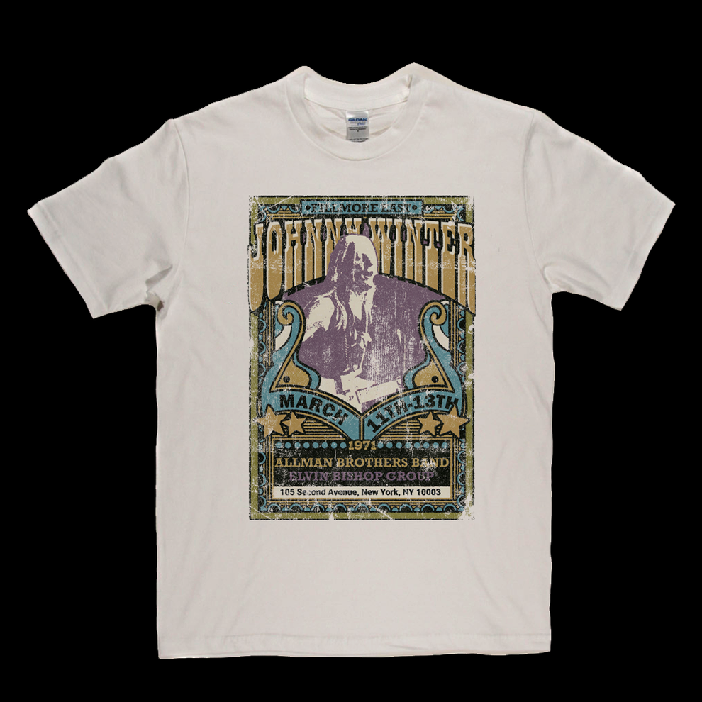 Johnny Winter Allman Brothers Elvin Bishop Fillmore Poster T-Shirt – DJTees